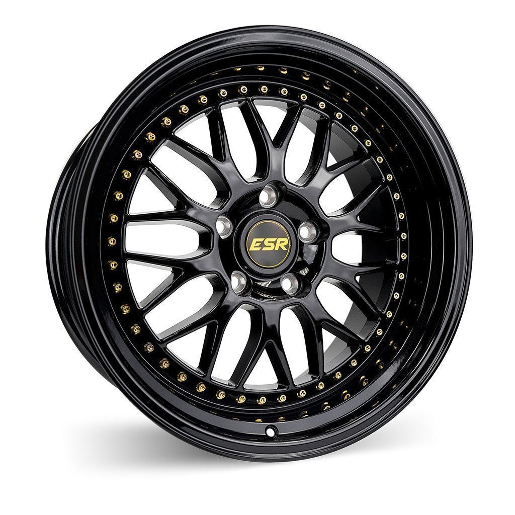 海外輸入ホイール 4-新しい18インチESR SR01 SR1ホイール18x8.5 / 18x9.5 5x100 30/35グロスブラックス ...