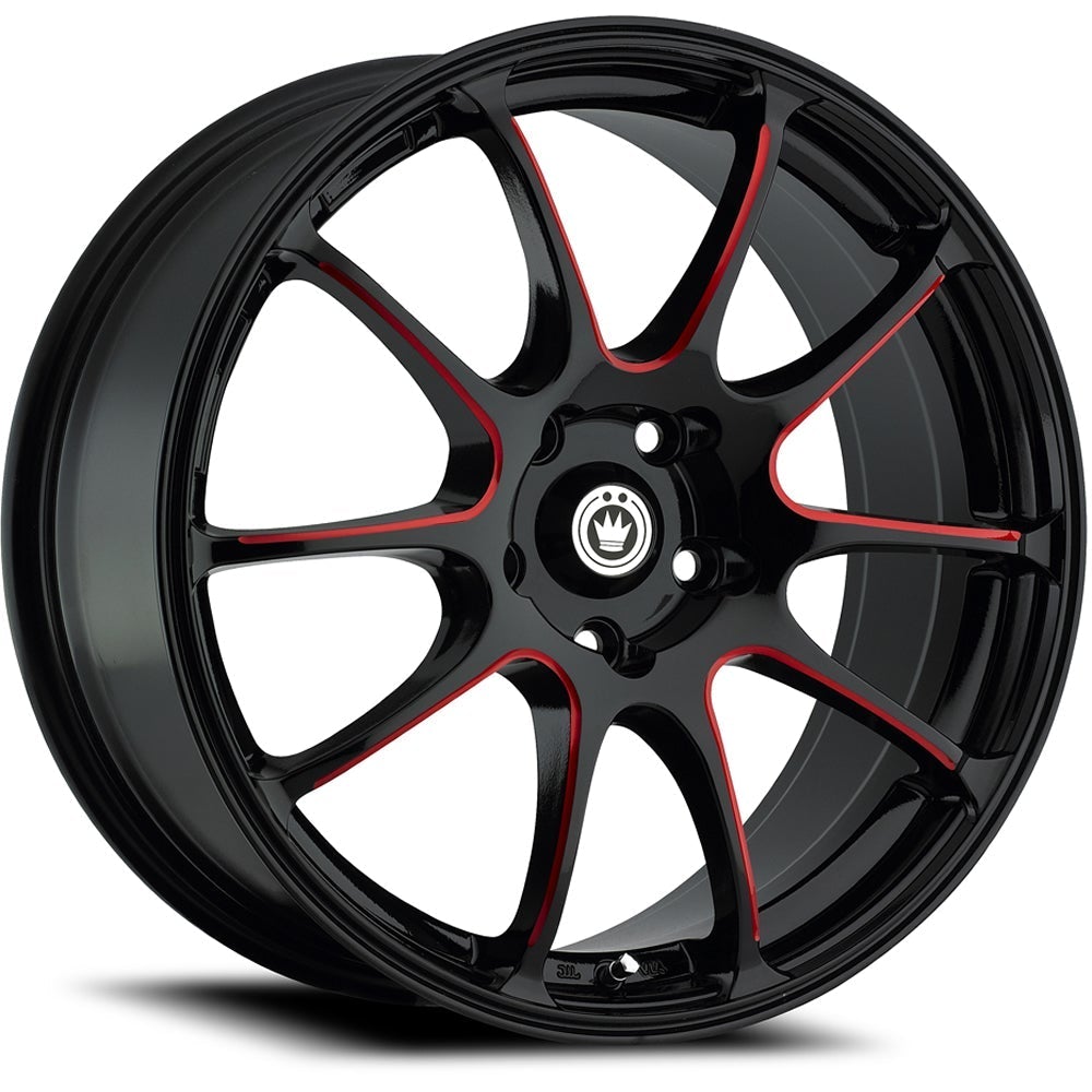 Konig Illusion 5x114.3 Bolt 17" Size Wheels in Black with Red Ball Cut ...