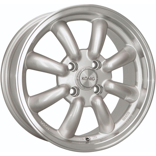 Konig Rewind 4x100 Bolt 15" Size Wheels in Silver with Machined Lip ...